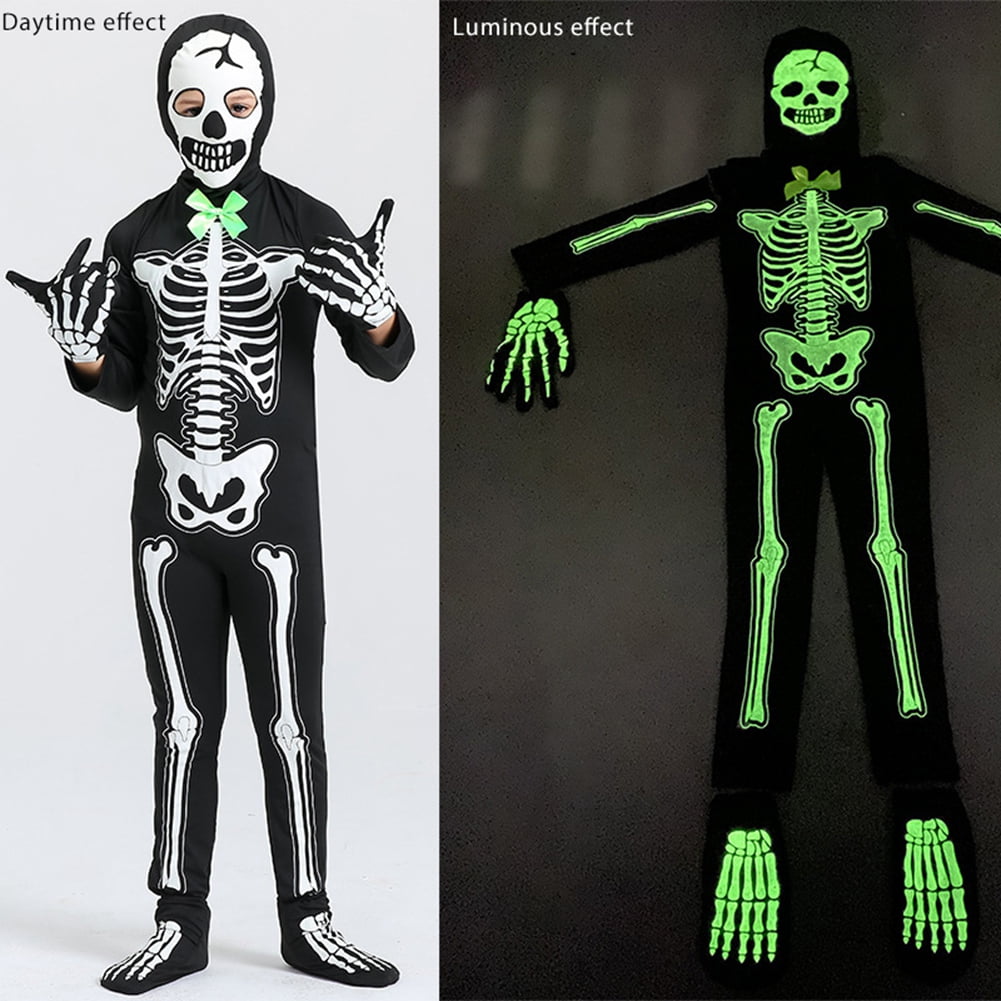 GYRATEDREAM Halloween Kids Skeleton Costume, Unisex Glow in the Dark ...