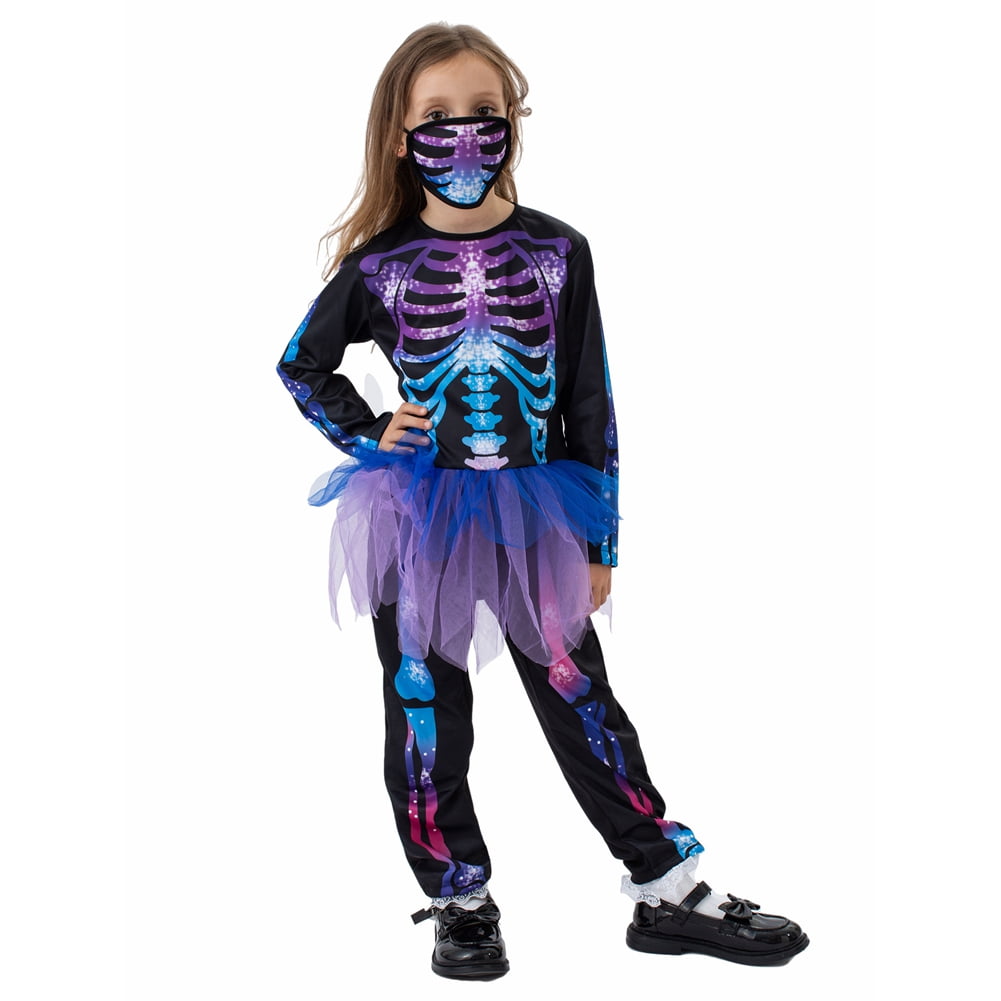 GYRATEDREAM Halloween Skeleton Costume for Kids Girl's Skeleton Tutu ...