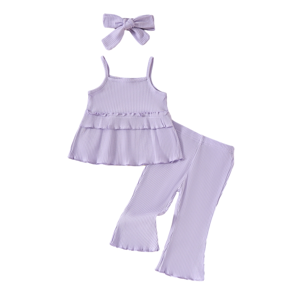 GYRATEDREAM Infant Baby Girl 3Pcs Outfit Toddler Solid Ribbed Camisole ...