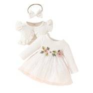 PatPat Infant Toddler Girl Long Sleeve Jacket & Floral Mesh Tank Dress Set, 6-9M - Walmart.com