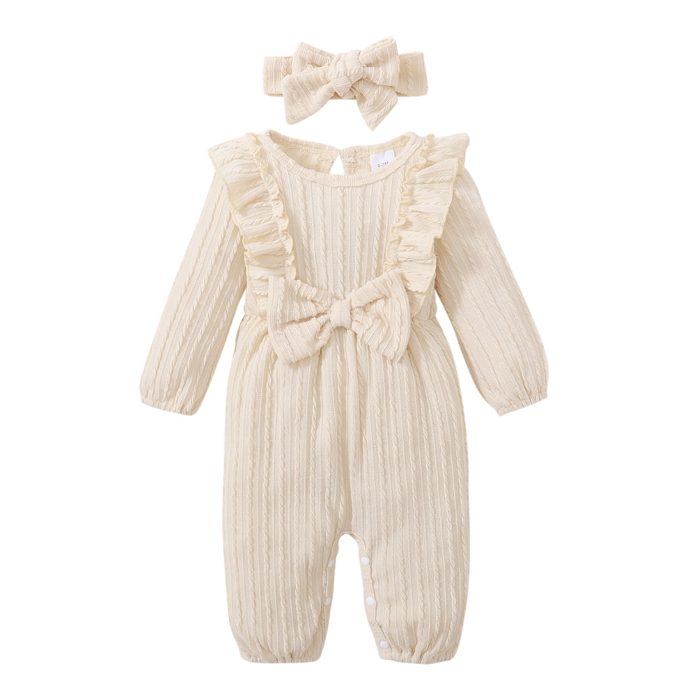 GYRATEDREAM Infant Newborn Boys Girls Clothes Set Baby Romper Ribbed Knit Long Sleeve Button ...