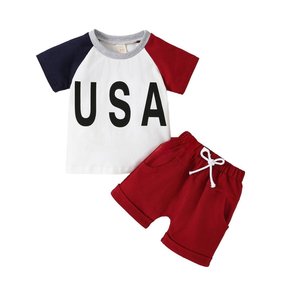 GYRATEDREAM Infant Toddler Baby Summer Outfits Boys Girls Round Neck Short Sleeve Letter Print T ...