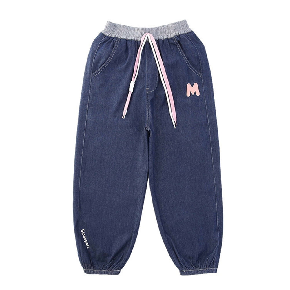 GYRATEDREAM Kid Girls Drawstring Jeans Children High Waisted Elastic ...
