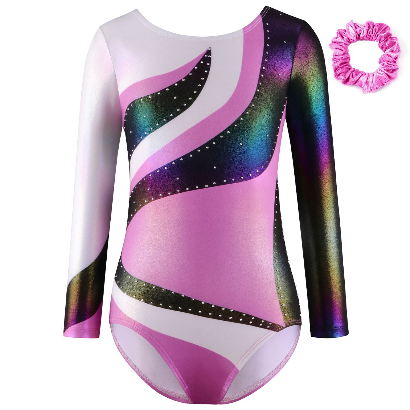 GYRATEDREAM Kid Girls Gymnastic Leotard Shiny Long Sleeve Ballet Latin ...
