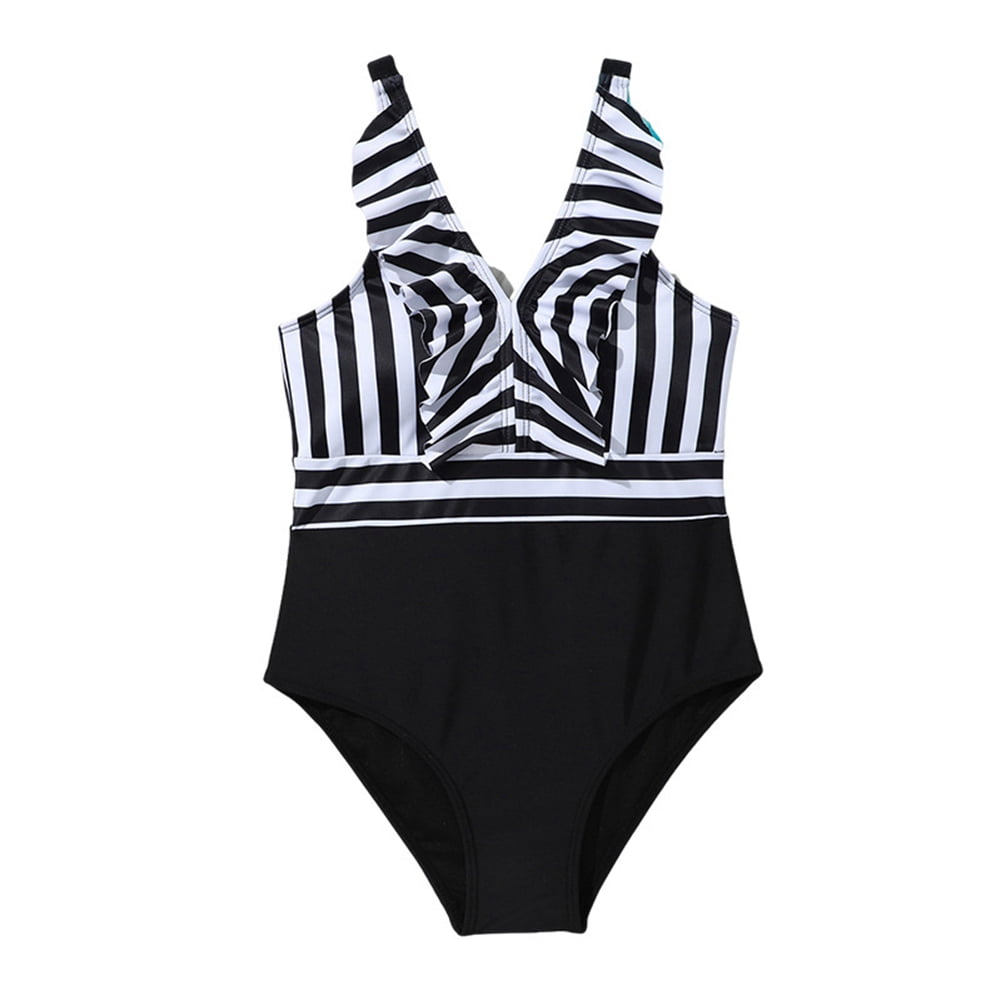 GYRATEDREAM Kid Girls One Piece Swimsuits Teen Stripe Print Halter ...
