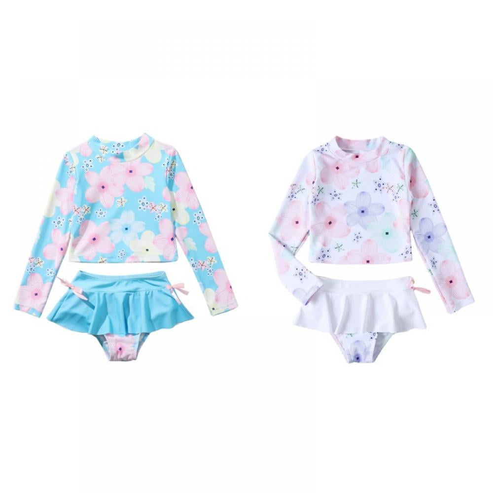 GYRATEDREAM Kid Girls Rash Guard Sets with Bikini Bottoms Swimwear 8-12 ...