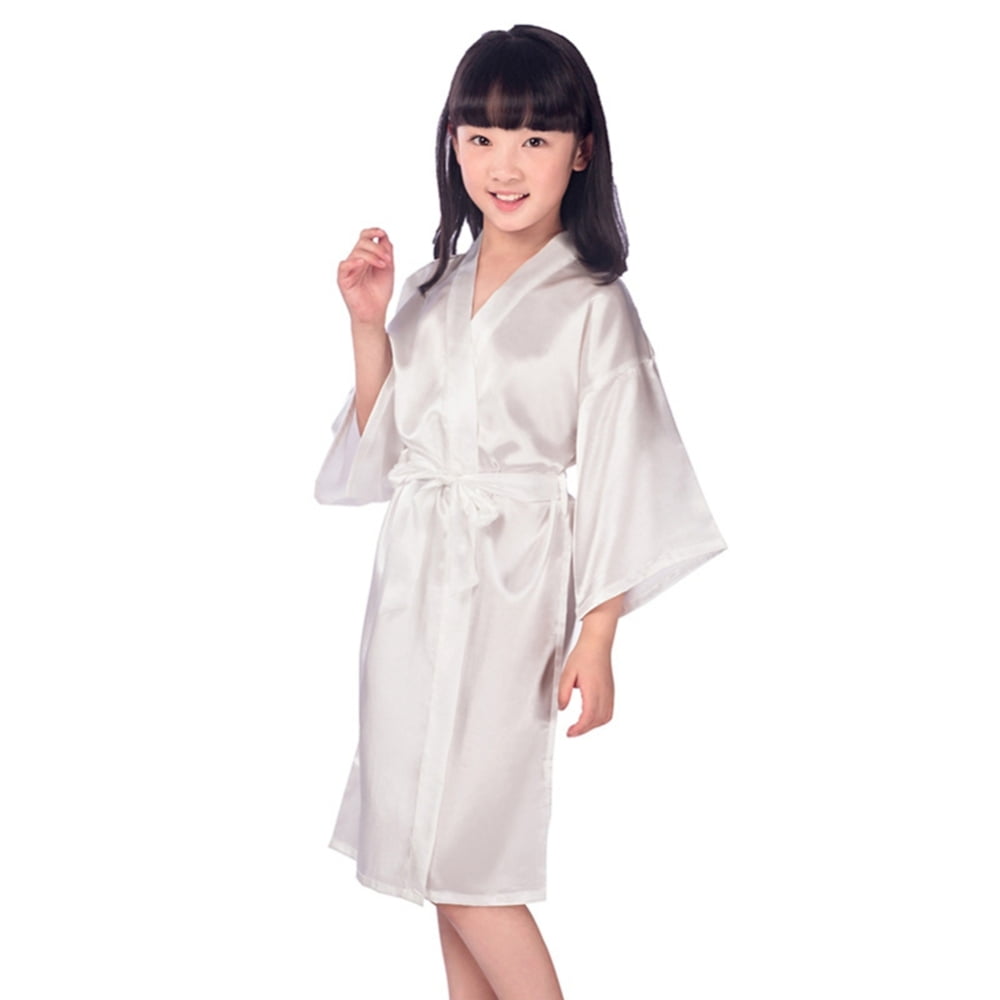 GYRATEDREAM Kids Girl's Silky Satin Kimono Robe for Spa Wedding ...