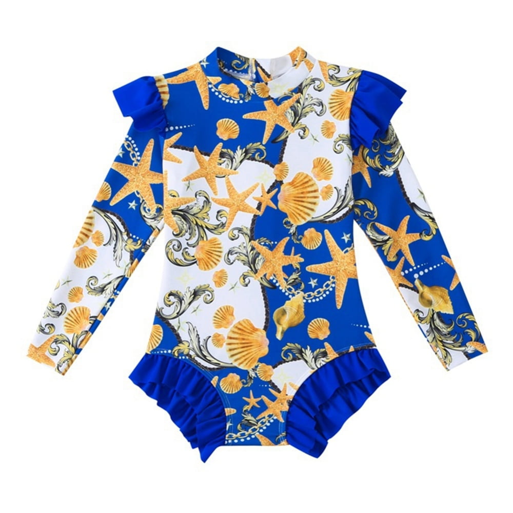 GYRATEDREAM Kids Girls Rash Guard Long Sleeve One Piece Swimsuits One ...