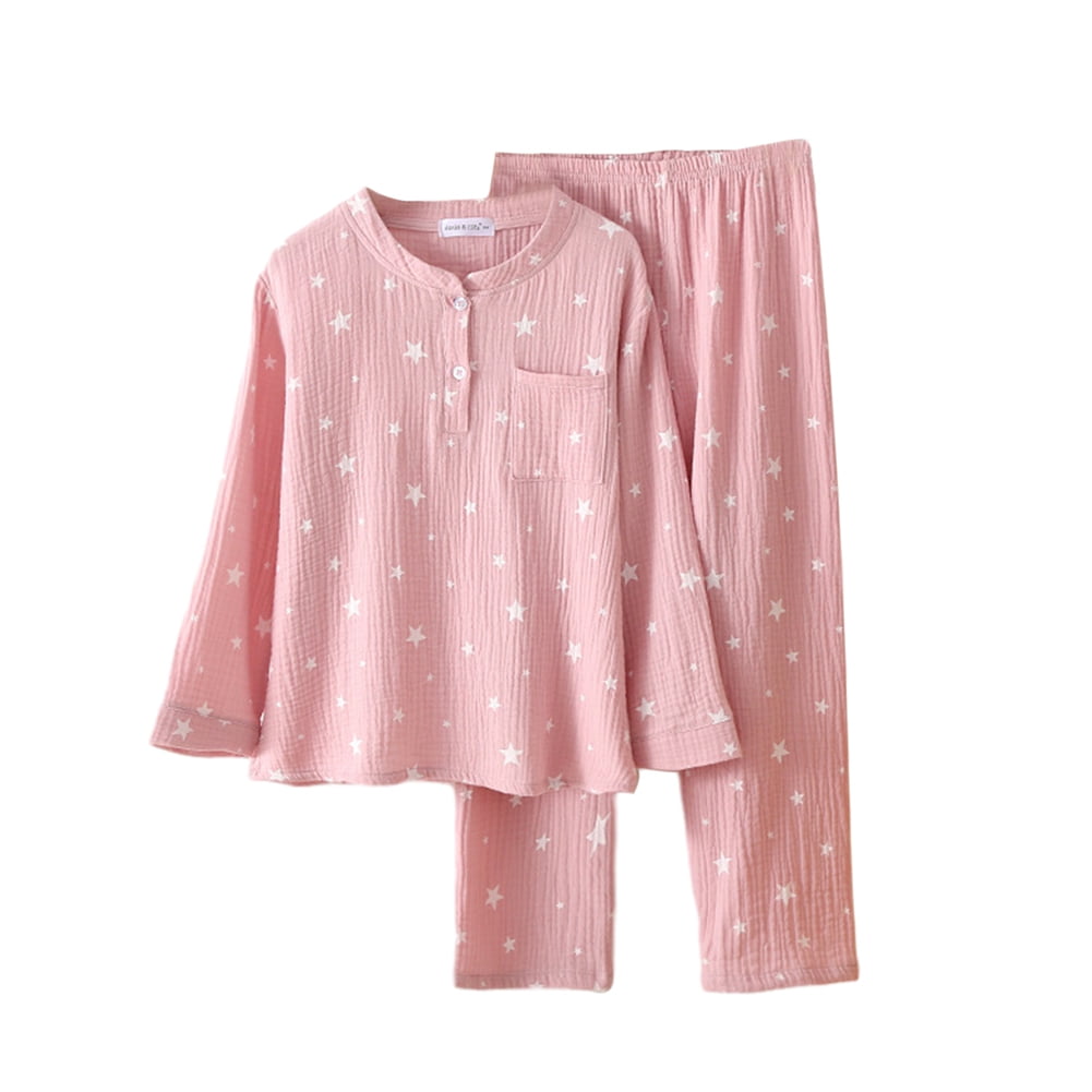 GYRATEDREAM Kids Long Sleeve Pajama Set 100% Cotton Button Sleepwear ...