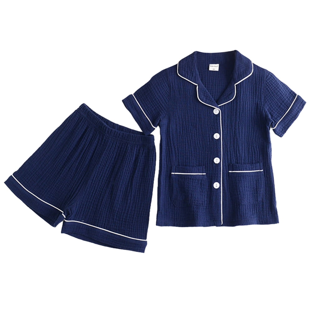 GYRATEDREAM Kids Short Sleeve Pajama Set 100% Cotton Button Down ...