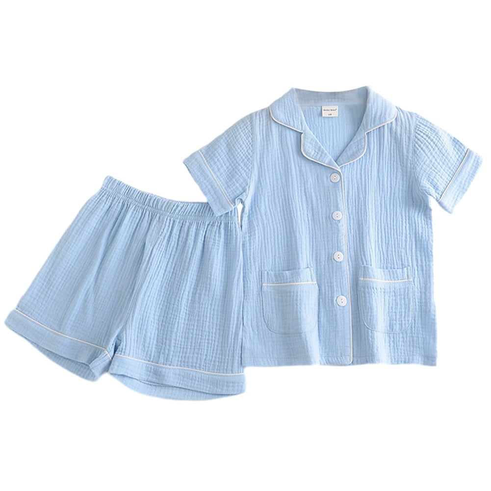 GYRATEDREAM Kids Short Sleeve Pajama Set 100% Cotton Button Down ...