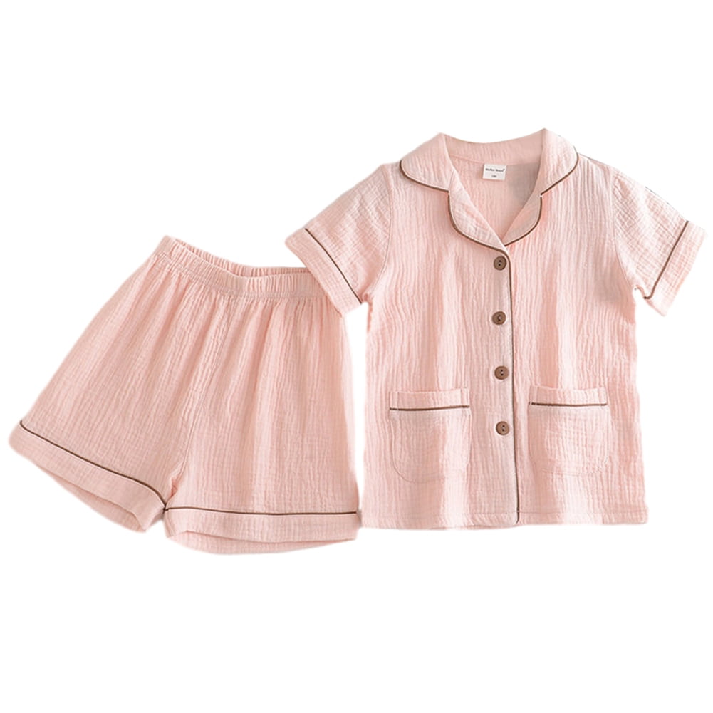 GYRATEDREAM Kids Short Sleeve Pajama Set 100% Cotton Button Down ...
