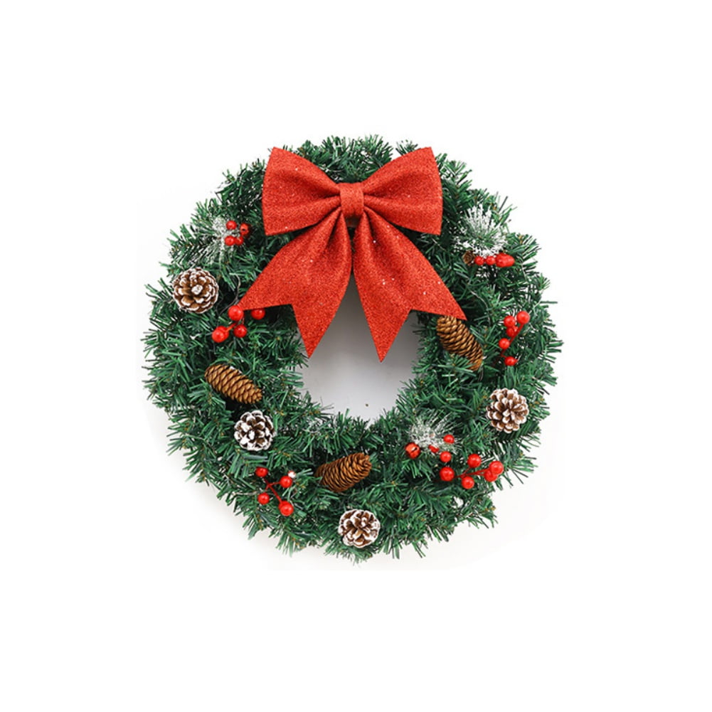 GYRATEDREAM LED Lighted Christmas Wreath with Timer, Artificial Bowknot ...