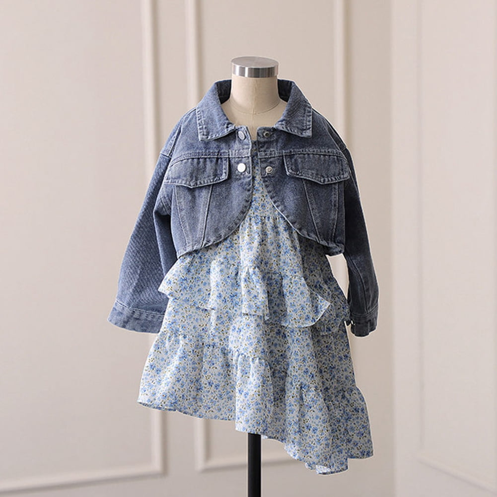 GYRATEDREAM Little Girls Spring Clothing Set Kids Denim Jacket and ...