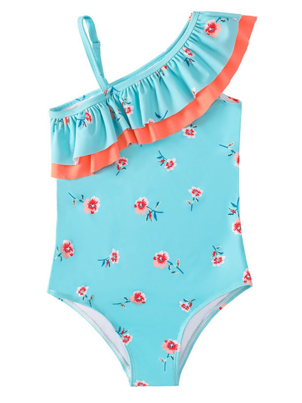GYRATEDREAM Little Kid Big Girls 1-Shoulder One Piece Swimsuit Floral ...