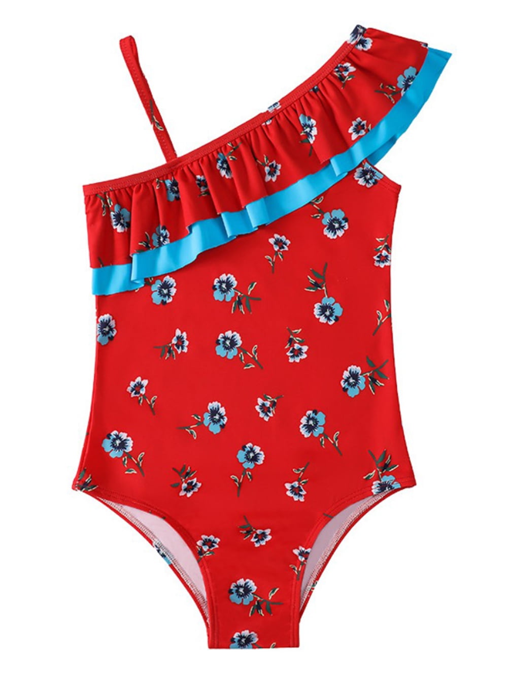 GYRATEDREAM Little Kid Big Girls 1-Shoulder One Piece Swimsuit Floral ...