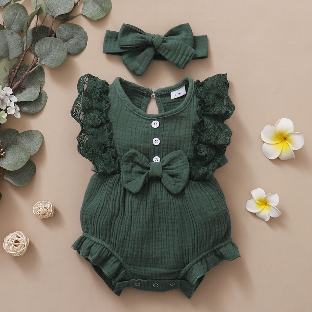 GYRATEDREAM Newborn Baby Girl Clothes Infant Romper Ruffle Sleeve ...