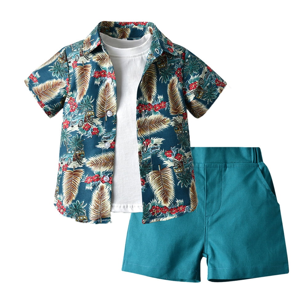 GYRATEDREAM Todder Baby Boy 3Pcs Hawaii Shorts Sets Clothes Sets ...