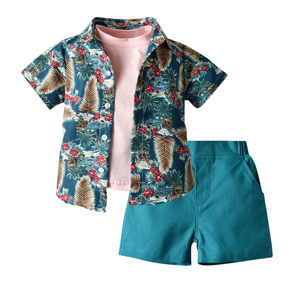 GYRATEDREAM Todder Baby Boy 3Pcs Hawaii Shorts Sets Clothes Sets ...