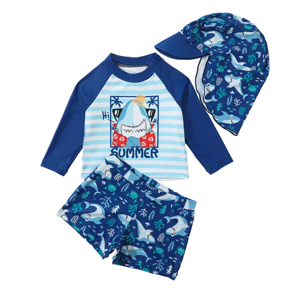 GYRATEDREAM Toddler Baby Boys Long Sleeve Two Piece Swimsuit Rash Guard ...