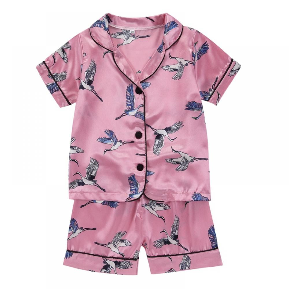 GYRATEDREAM Toddler Bbay Kid Girl Short Sleeve Sleepwear Button Down ...