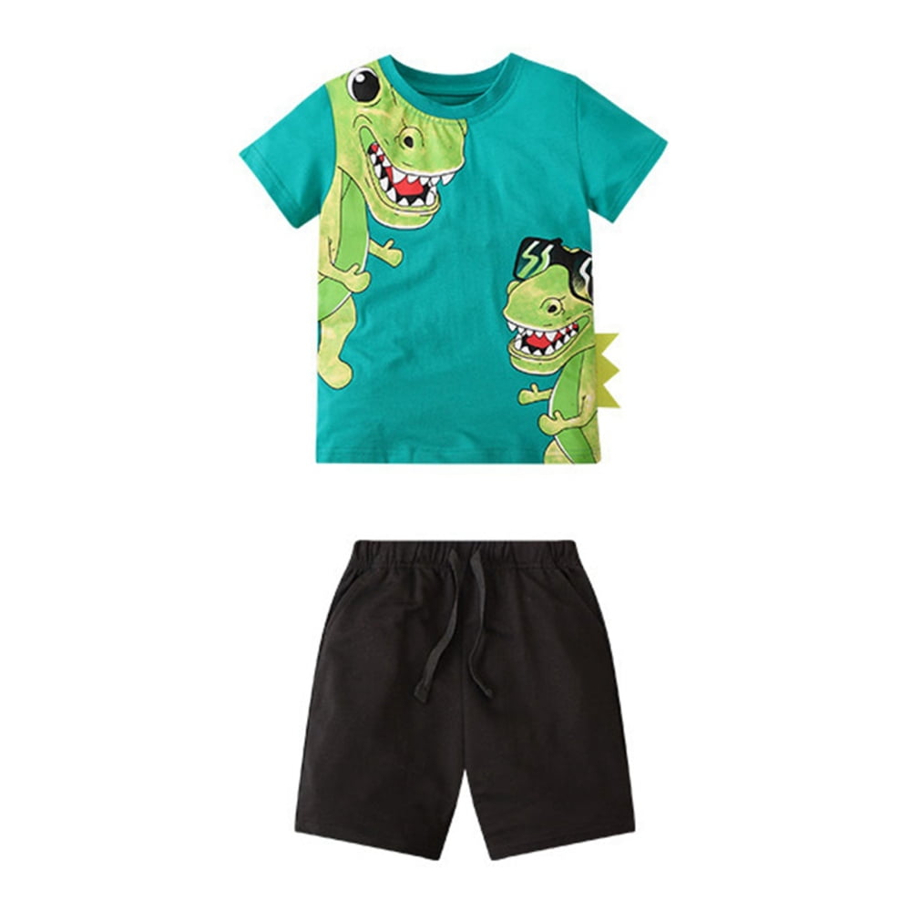 GYRATEDREAM Toddler Boy Summer Shorts Set, Little Boys Summer Outfits Dinosaur Print Cotton ...