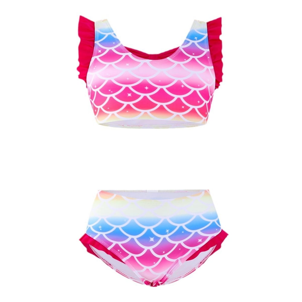 GYRATEDREAM Toddler Girl's 2 Piece Swimsuit Kids Two Piece Scale Print ...