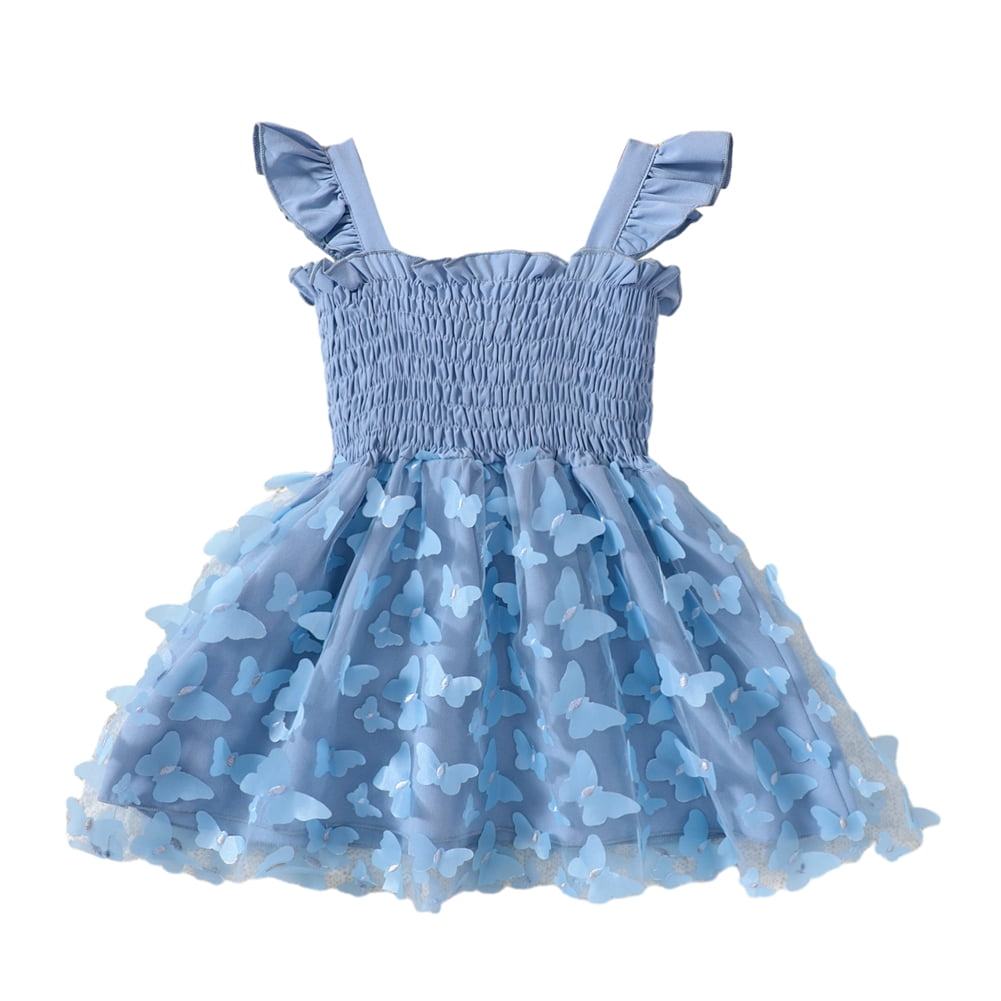 GYRATEDREAM Toddler Girls 3D Butterfly Tulle Dresses Square Neck ...