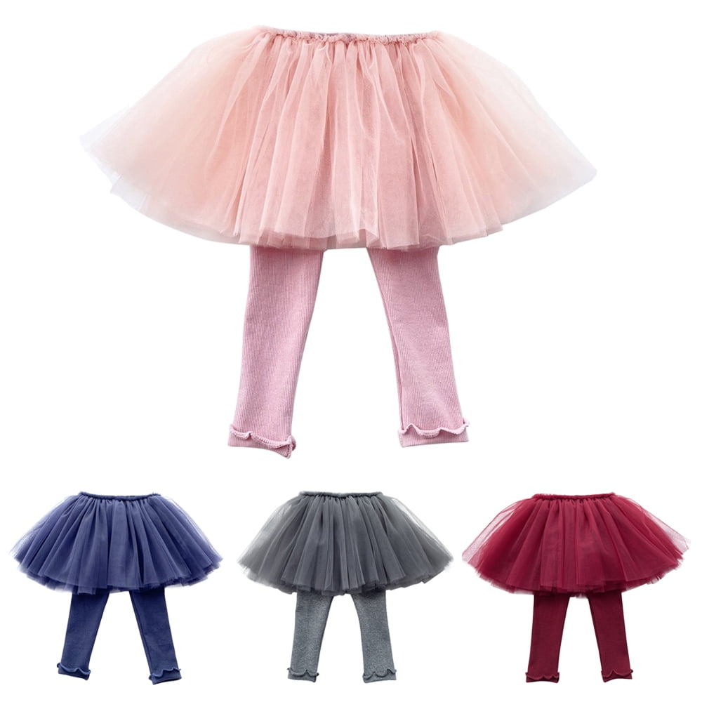 GYRATEDREAM Toddler Girls Baby Footless Leggings with Ruffle Tutu Skirt ...