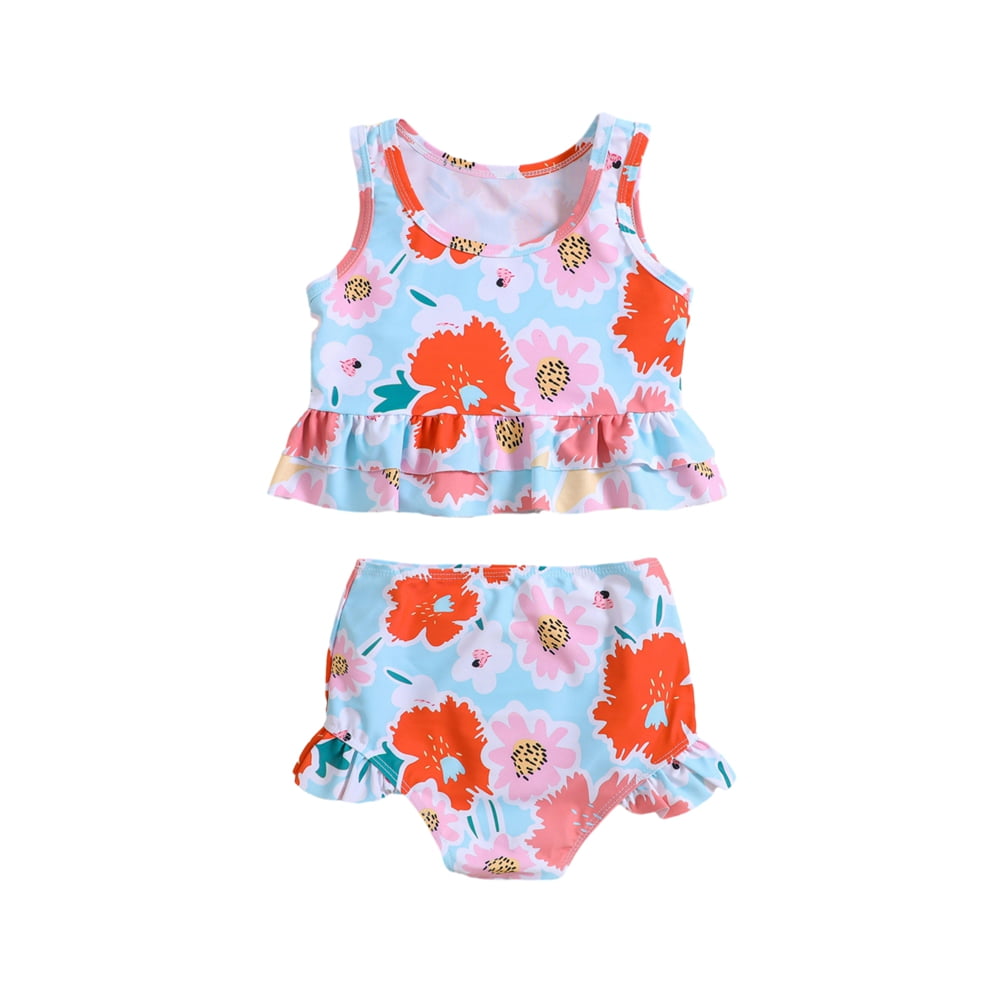 GYRATEDREAM Toddler Girls Cropped 2-Piece Swimsuits Sleeveless Tankini ...
