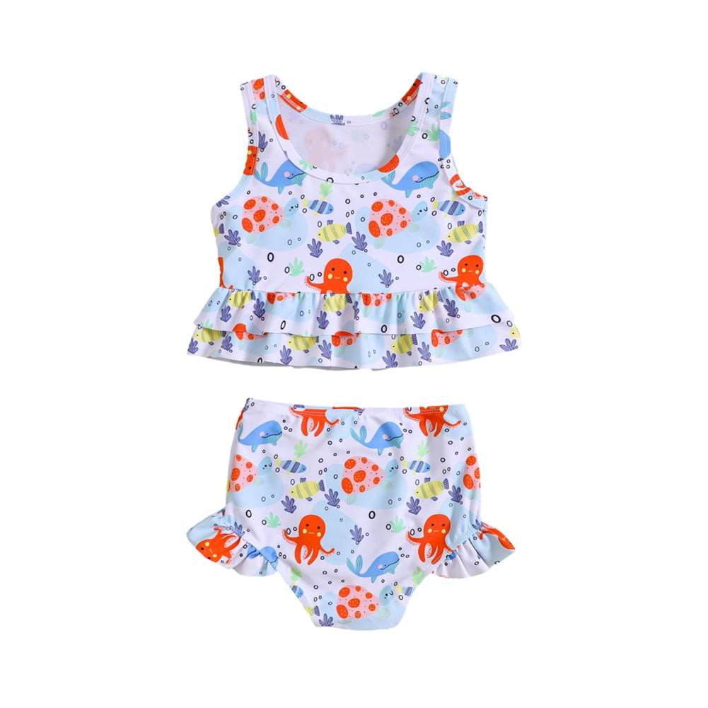 GYRATEDREAM Toddler Girls Cropped 2-Piece Swimsuits Sleeveless Tankini ...