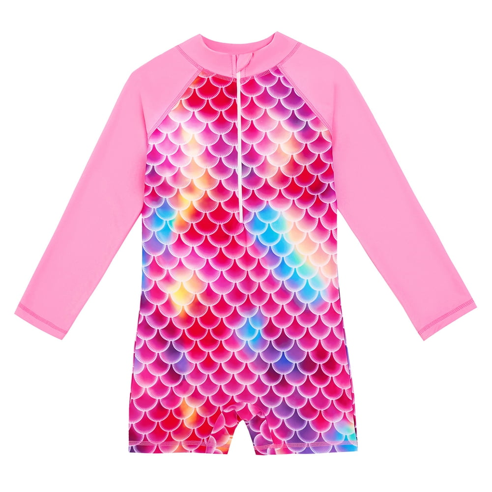 GYRATEDREAM Toddler Girls UPF 50+ Rash Guard Swimsuit Kids One Piece Zipper Swimwear Long Sleeve ...