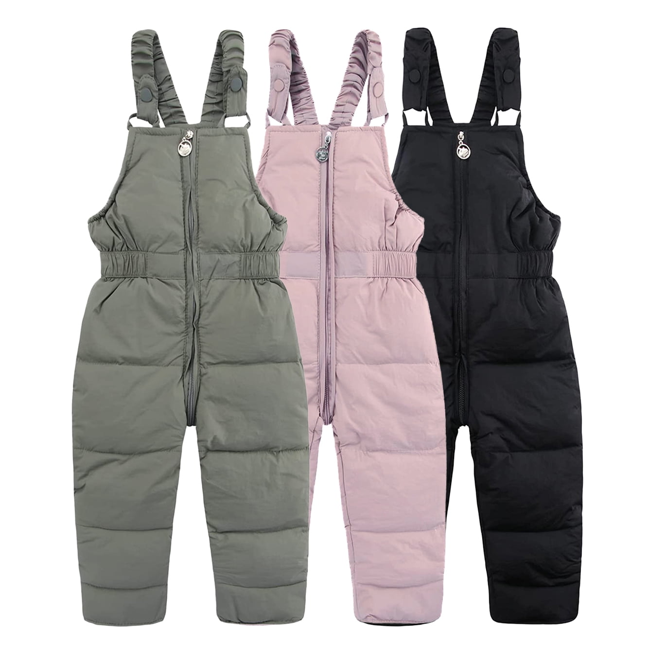 GYRATEDREAM Toddler Kids Ski Pants, Baby Boy Girl Thicken Bib Overall Down Snowsuit, Winter Snow ...