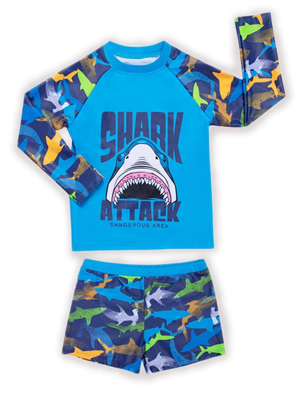 GYRATEDREAM Toddler Little Big Kid Boys Rash Guard Trunks Swimsuit ...