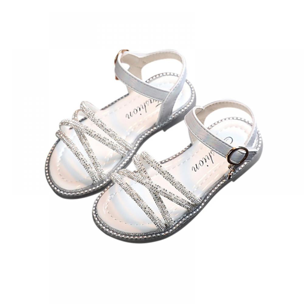 GYRATEDREAM Toddler Little/Big Kid Flat Dress Open Toe Rhinestone ...