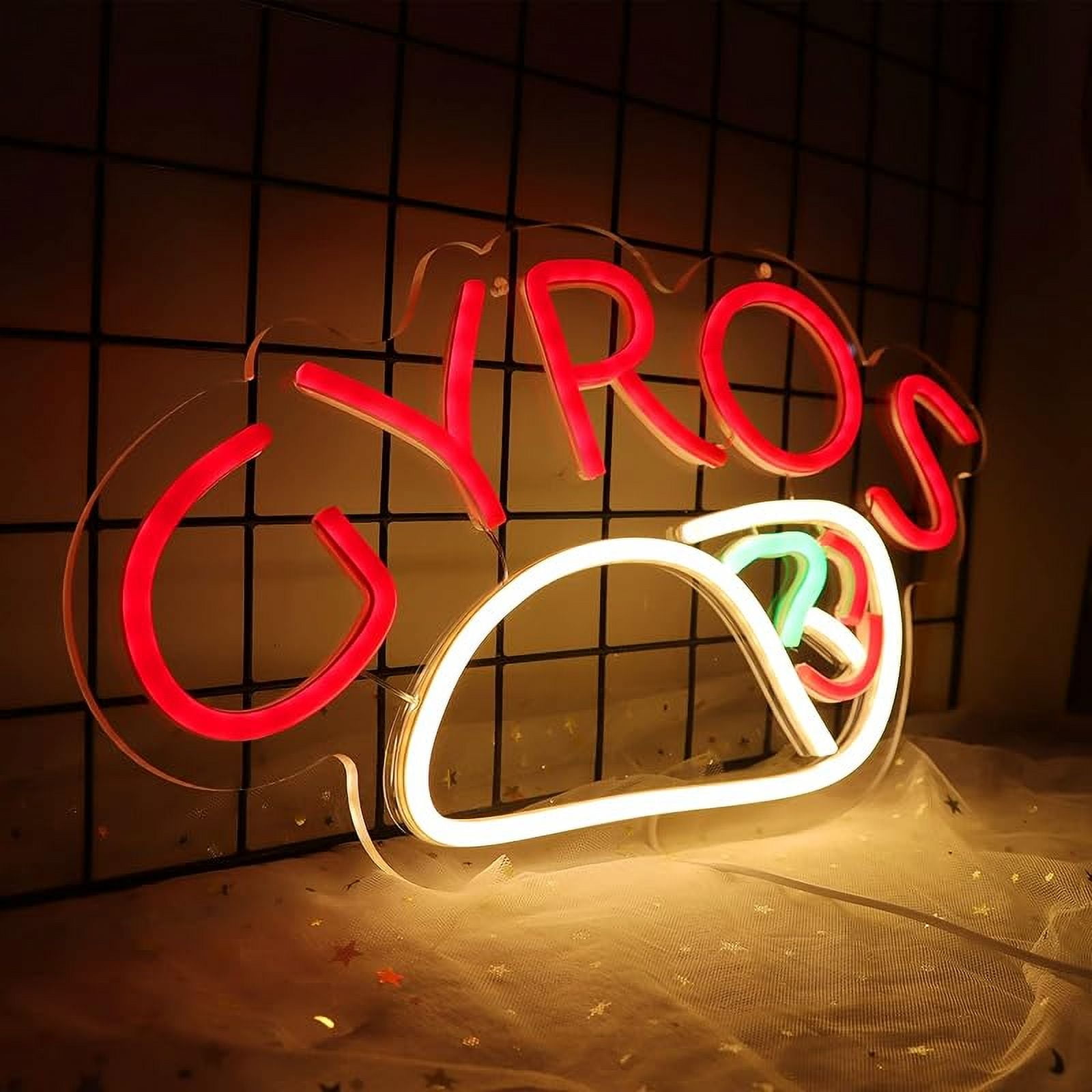 GYROS Food Neon Signs for Wall Decor Neon Lights for Bedroom Led ...