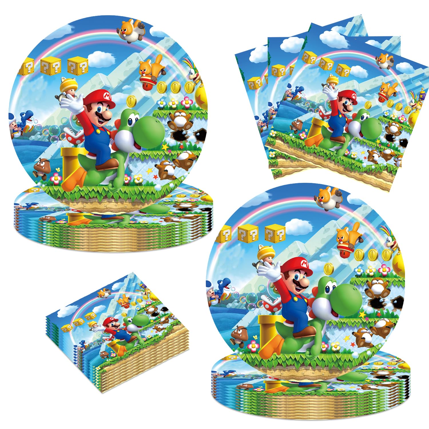 GYSIXGAOSU 40pcs Mario Party Supplies include 20 H2FSDplates, 20 ...
