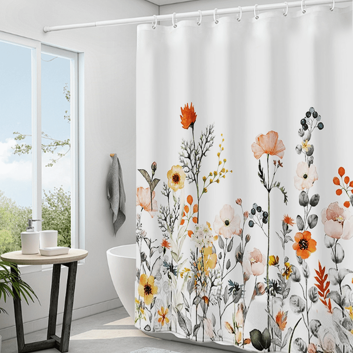 GYTF Floral Shower Curtains for Bathroom,Flower Pretty Fabric Colorful ...