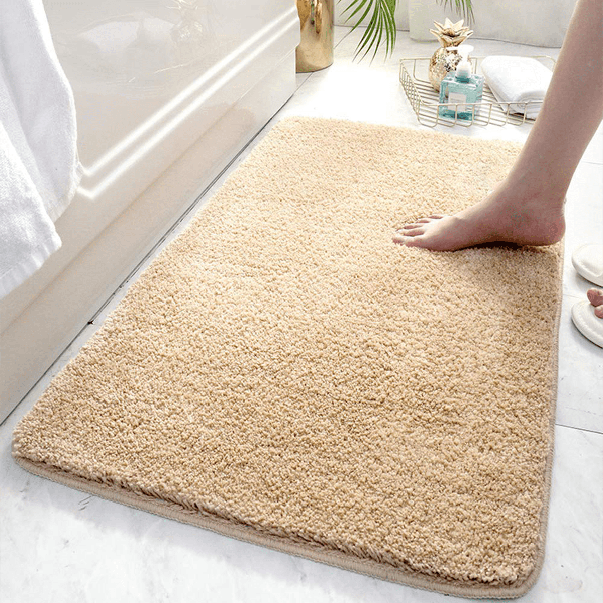 GYTF Non Slip Small Bathroom Rug Bath Mats for Bathroom(16x24,Beige ...