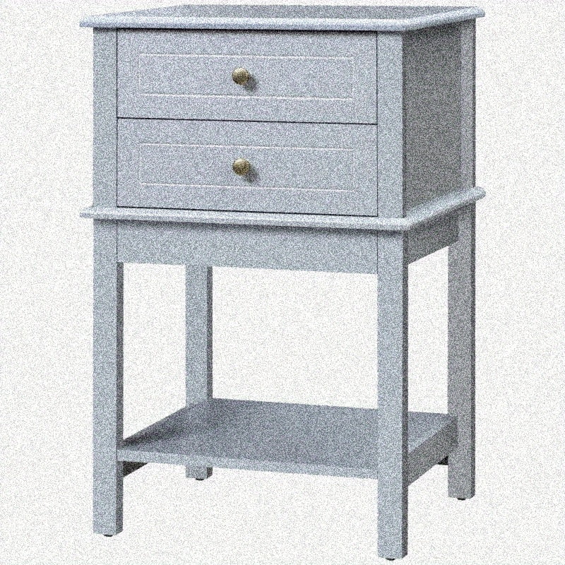 GYTHJKVV Light Gray Modern Side Table with Storage Drawers & Bottom ...