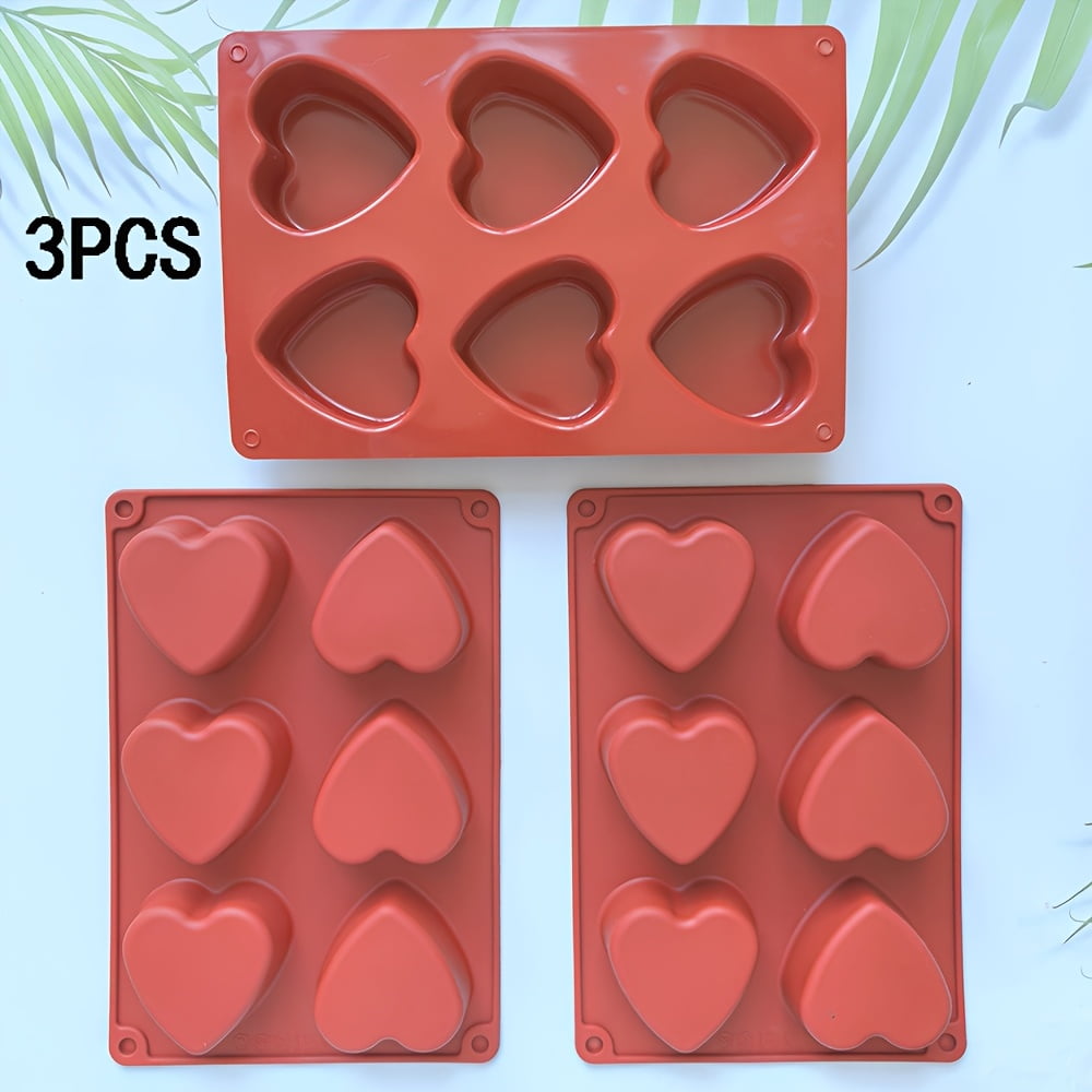 GYTY 1/2/3pcs of 6-Cavity Mousse Cake Silicone Molds in 3D Heart Shape ...
