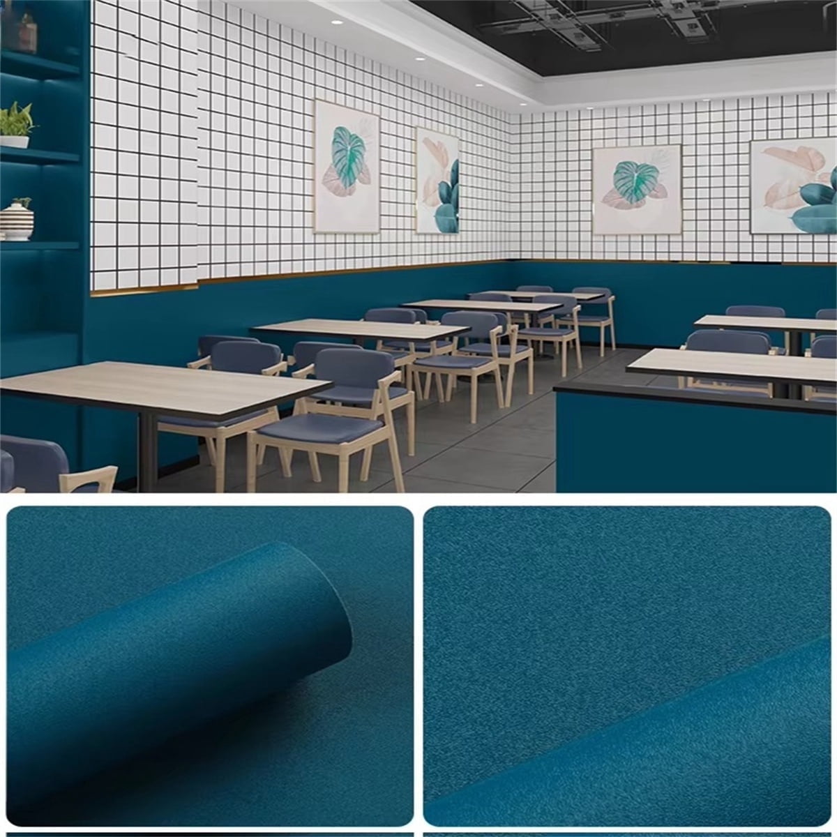 GYTY 1 Roll - Self-Adhesive Removable PVC Wallpaper, Solid Black Light ...