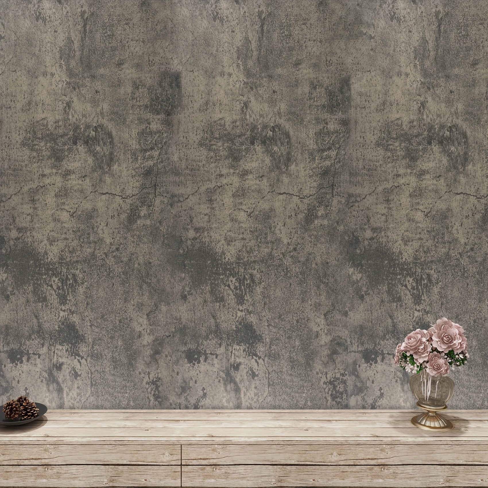 GYTY 1 Roll Self-Adhesive Wallpaper, Tan Cement Gray Crack Contact ...