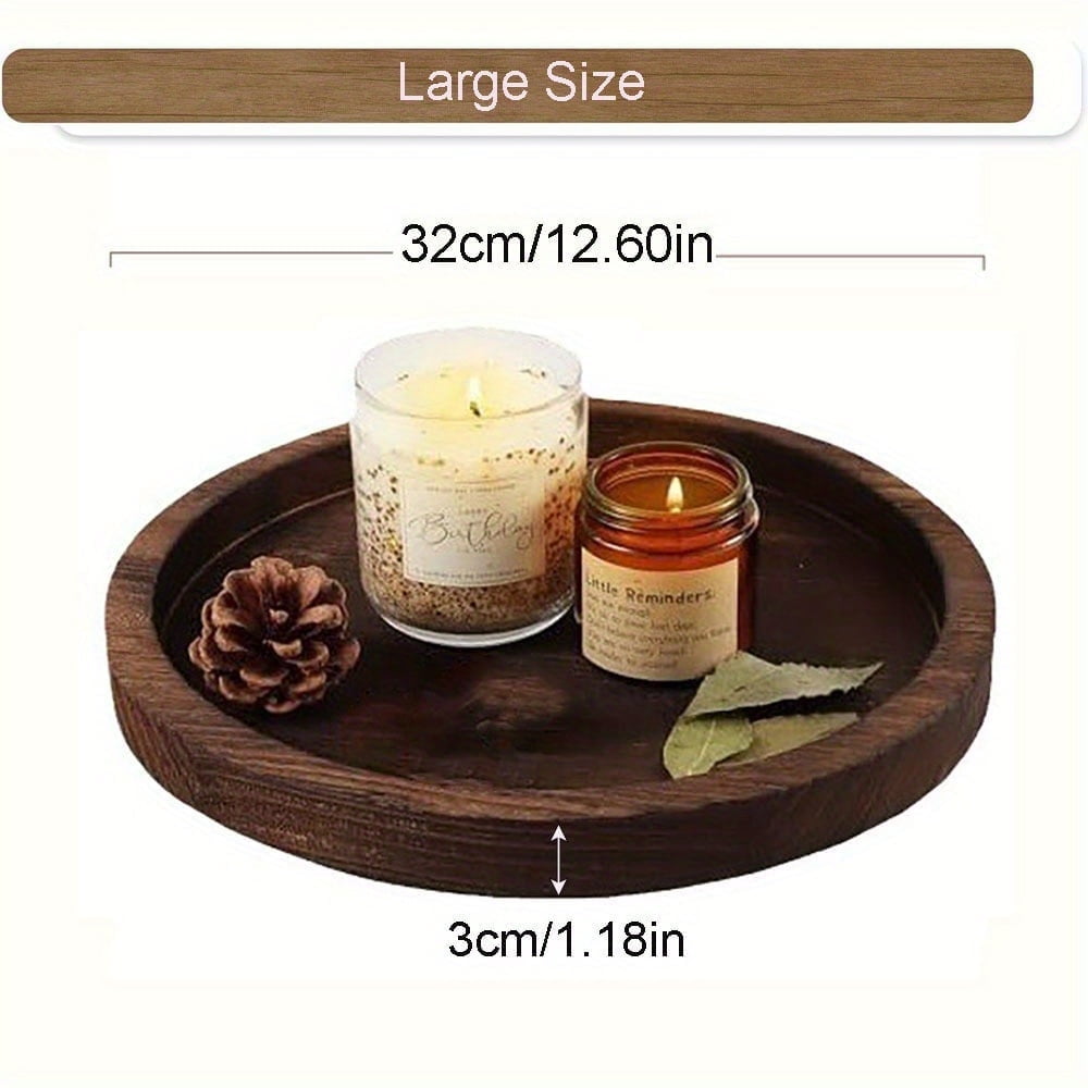 GYTY 10.2in/12.3in Vintage Rustic Round Wooden Serving Tray - Ideal for ...