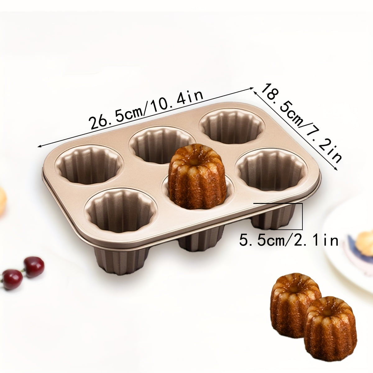 GYTY 12-Cup Non-Stick Metal Cannele Mold, Angel Bell Cake Pan Set ...