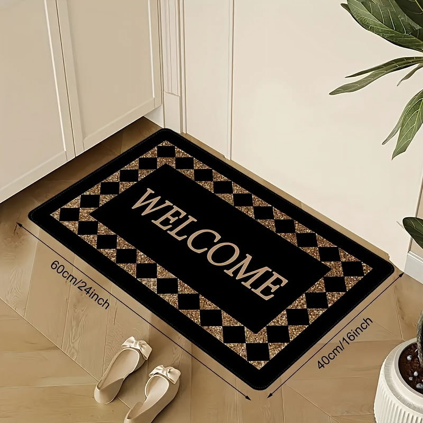 GYTY 1pc Welcome Door Mat, Velvet Material, Non-slip Bottom Back ...