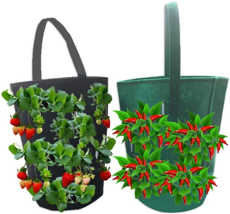 GYTY 2 Pcs 5 Gallon Hanging Strawberry Planter Hanging Aeration Planter ...
