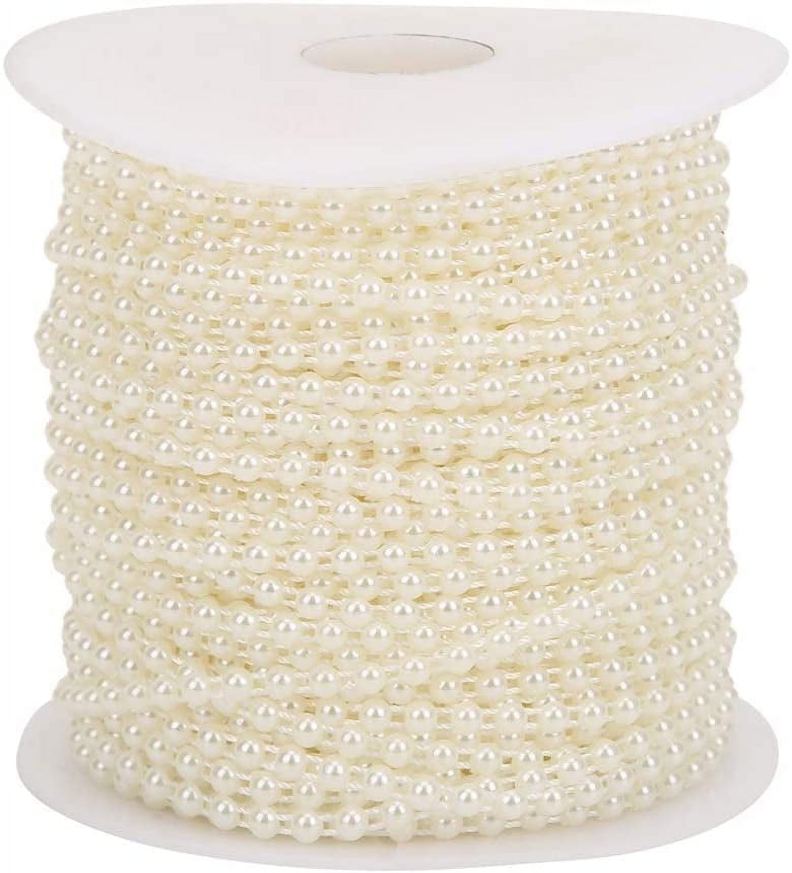 GYTY 4 MM Faux Pearls Beads Garland 164 Feet/ 50 Meter Roll Beige Pearl ...