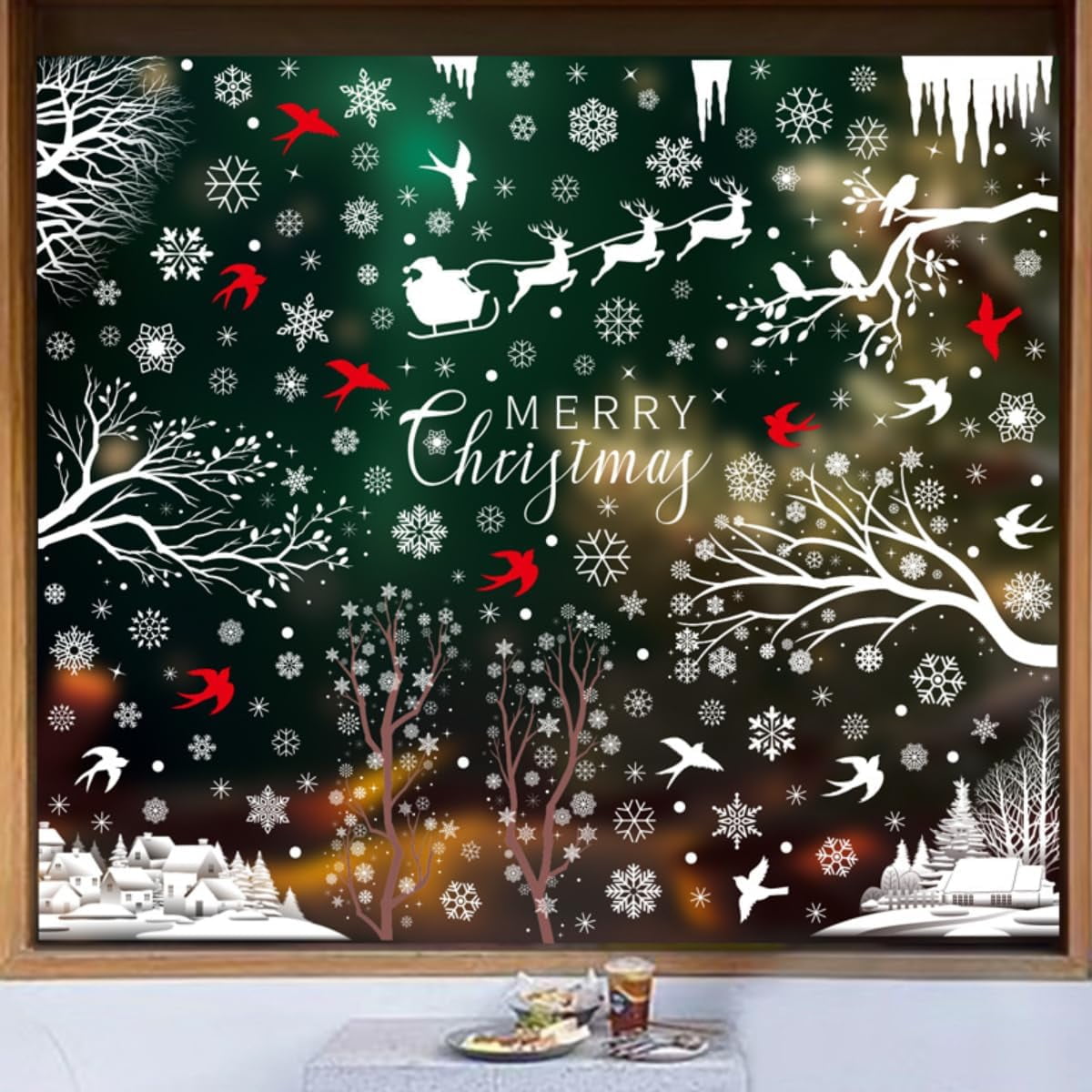 GYTY 4 Sheets Christmas Window Clings Stickers PVC Static Window Clings ...