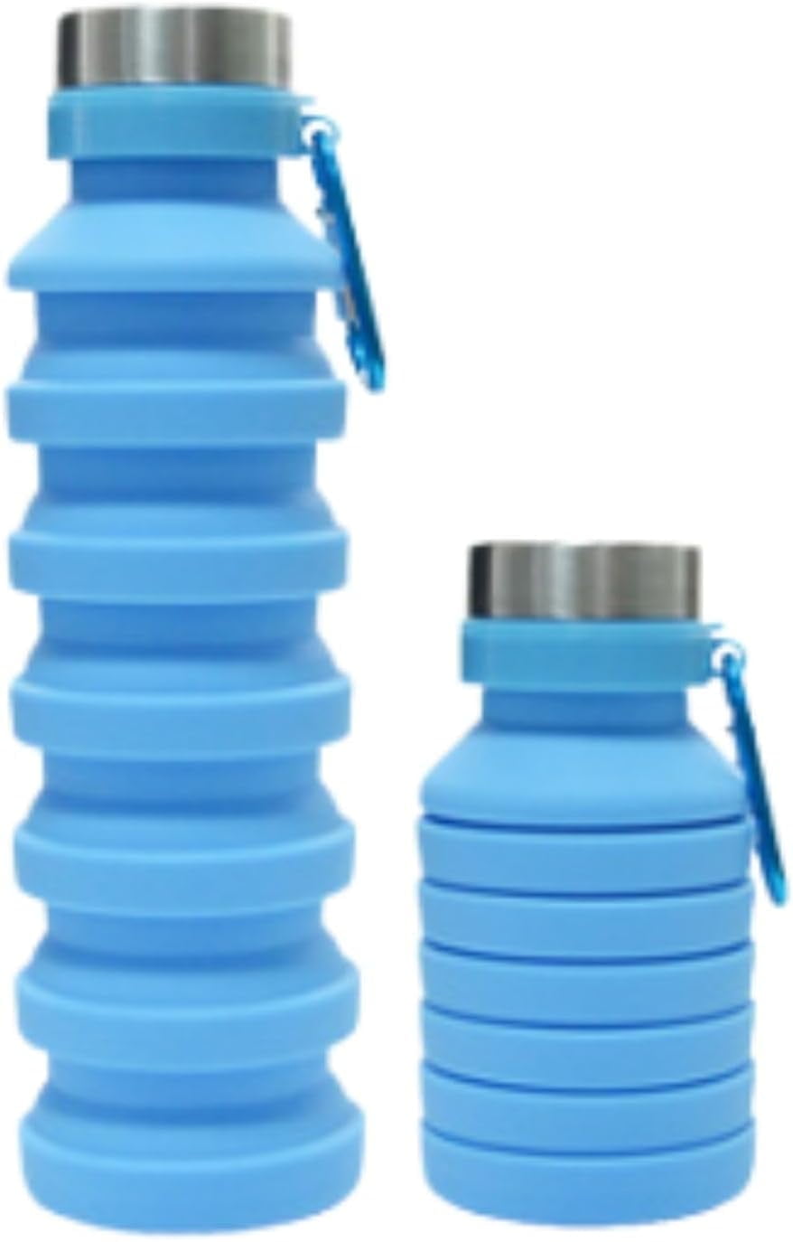 GYTY 550ML Collapsible Water Bottle, Camping Cup With Carabiner, Reuseable Silicone Foldable ...